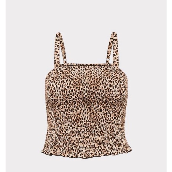 torrid | Tops | Torrid Animal Leopard Print Challis Smocked Crop Tank ...